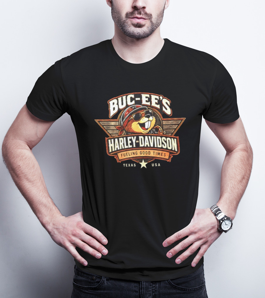 Buc Ee's Harley Davidson Fueling Good Times Texas Beavers Ride Further Great Roads T-Shirt