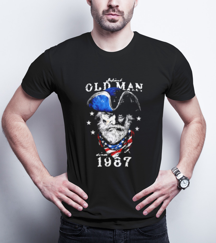 Old Man 1987 Patriotic Eagle And Stars T-Shirt