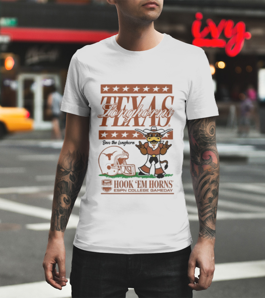 Texas Longhorns Bevo The Longhorn Hook 'Em Horns ESPN College Gameday 2026 T-Shirt