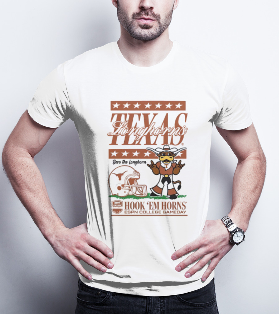 Texas Longhorns Bevo The Longhorn Hook 'Em Horns ESPN College Gameday 2026 T-Shirt