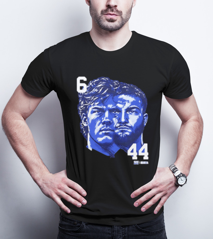 Jaxson Dart Cam Skattebo 6 44 New York Giants Face Morph Sports Fan T-Shirt