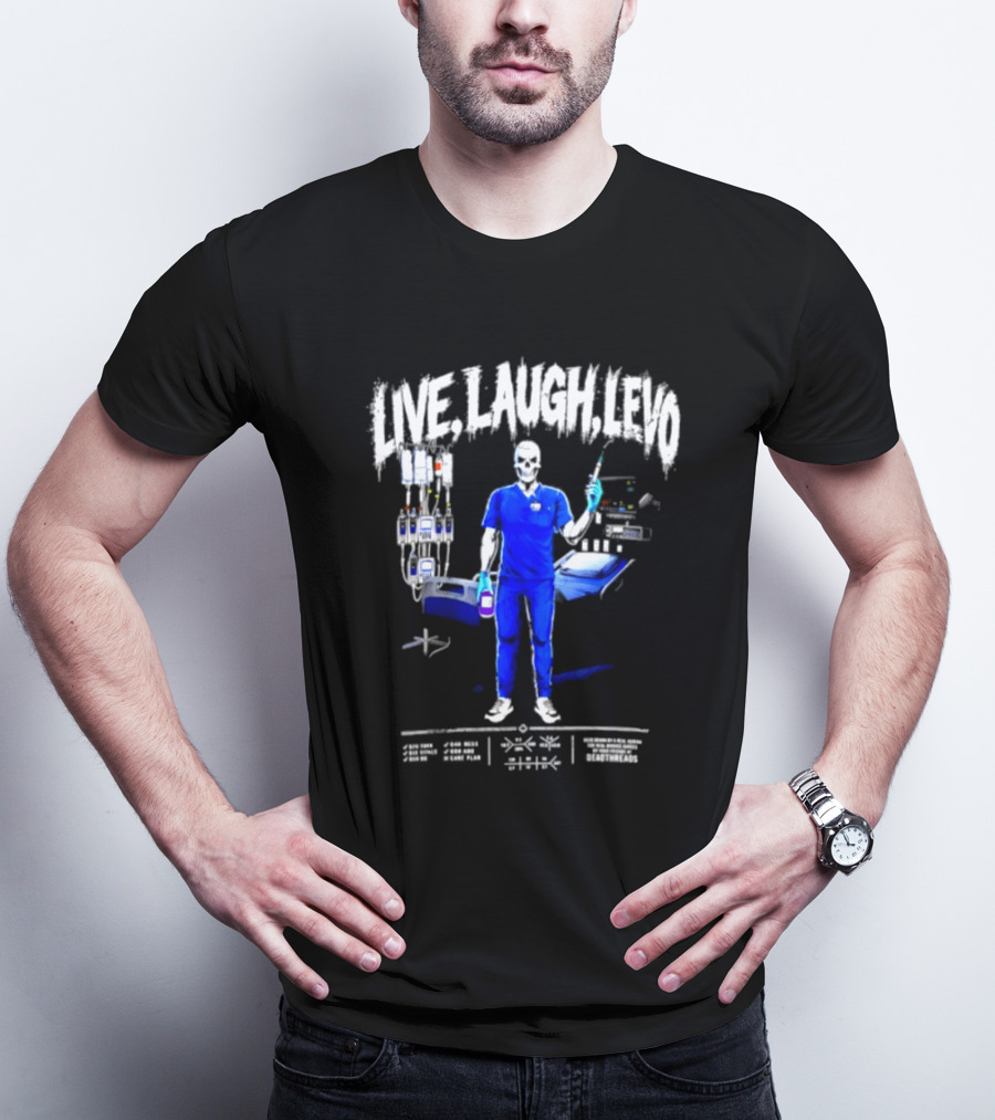 Live Laugh Love Skeleton Nurse With Medical Equipment T-Shirt