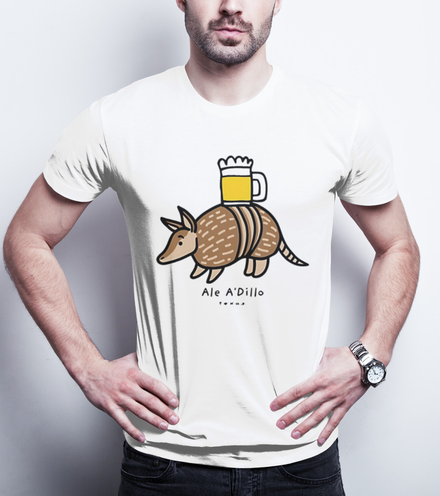 Ale A'Dillo Texas Armadillo With Beer T-Shirt