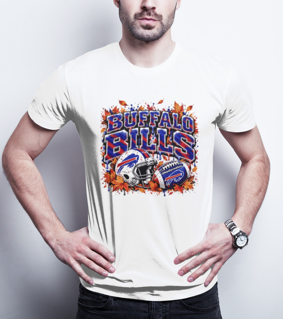 Buffalo Bills Helmet Fall Leaves Football Spirit T-Shirt