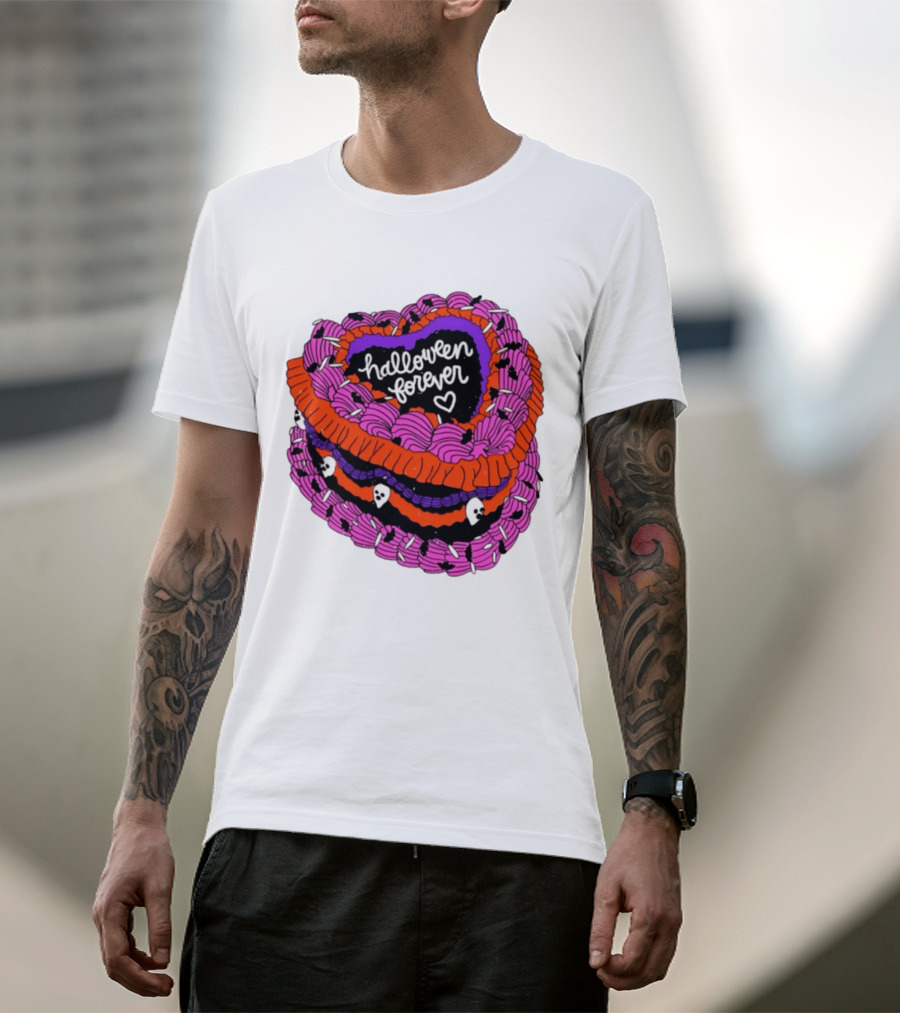 Halloween Forever Heart Cake Spooky Goth Aesthetic Skeleton Decor T-Shirt