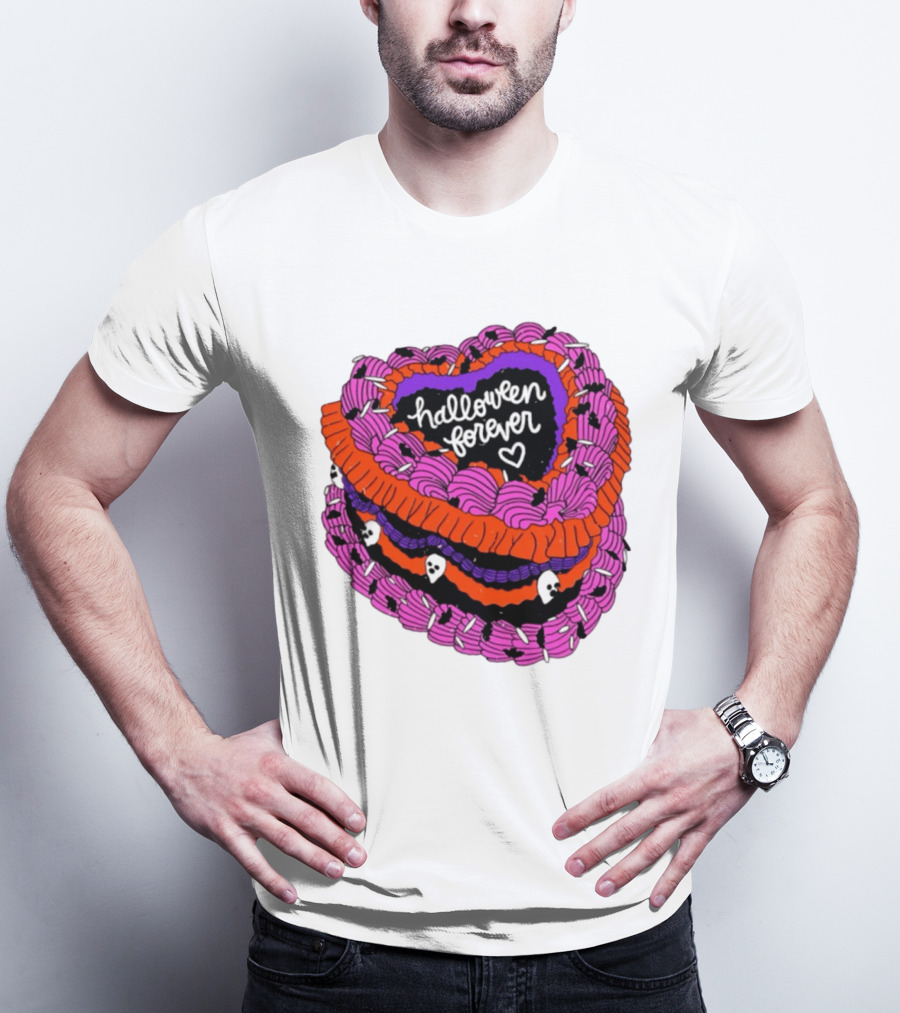 Halloween Forever Heart Cake Spooky Goth Aesthetic Skeleton Decor T-Shirt