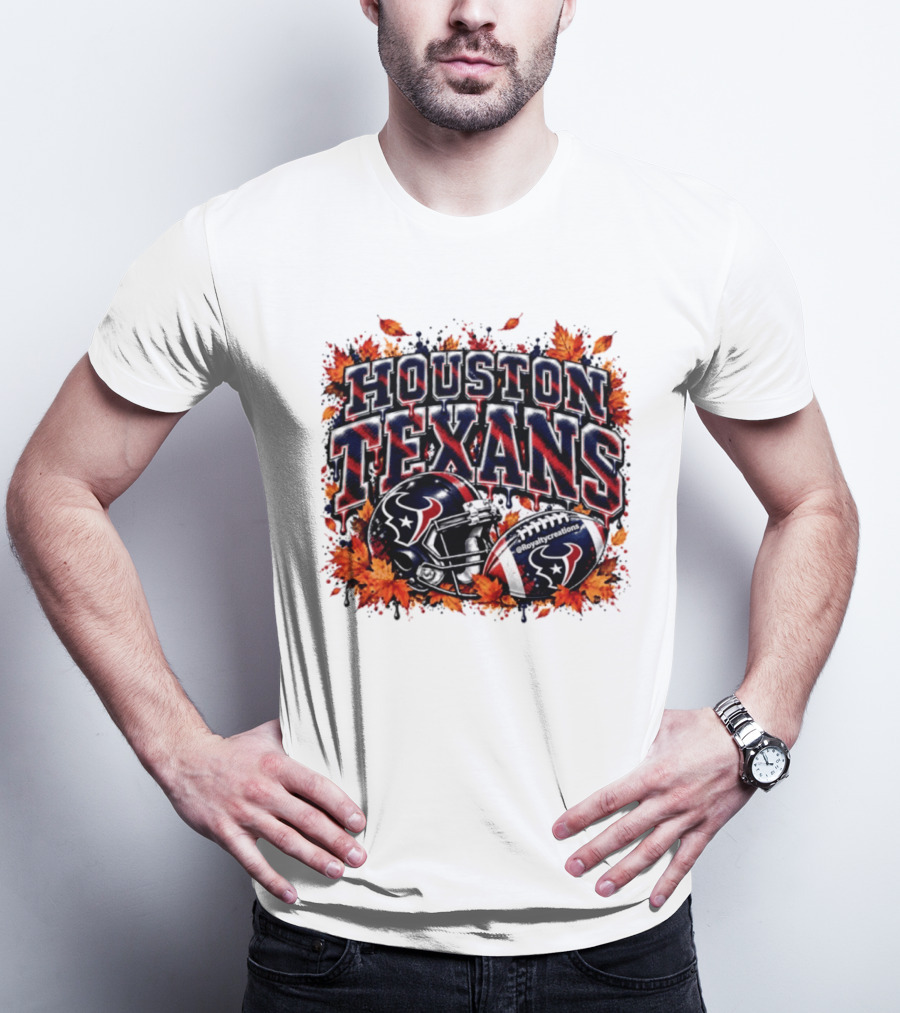 Houston Texans Football Helmet Autumn Leaves 2026 T-Shirt