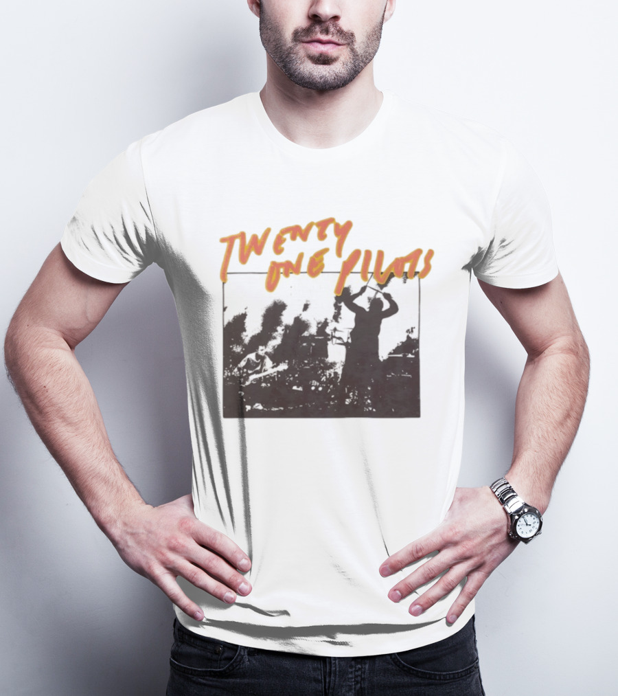 Twenty One Pilots Live Photo Silhouette Drummer Stage Performance T-Shirt