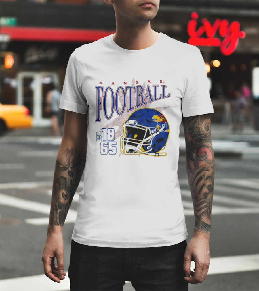 Kansas Jayhawks Football Est 1865 Helmet T-Shirt