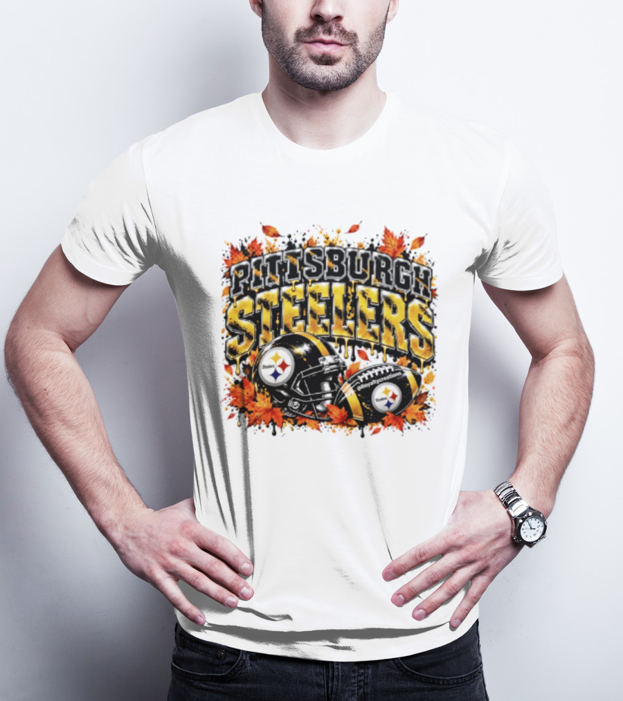 Pittsburgh Steelers Football Helmets Autumn Leaves Halloween 2026 T-Shirt