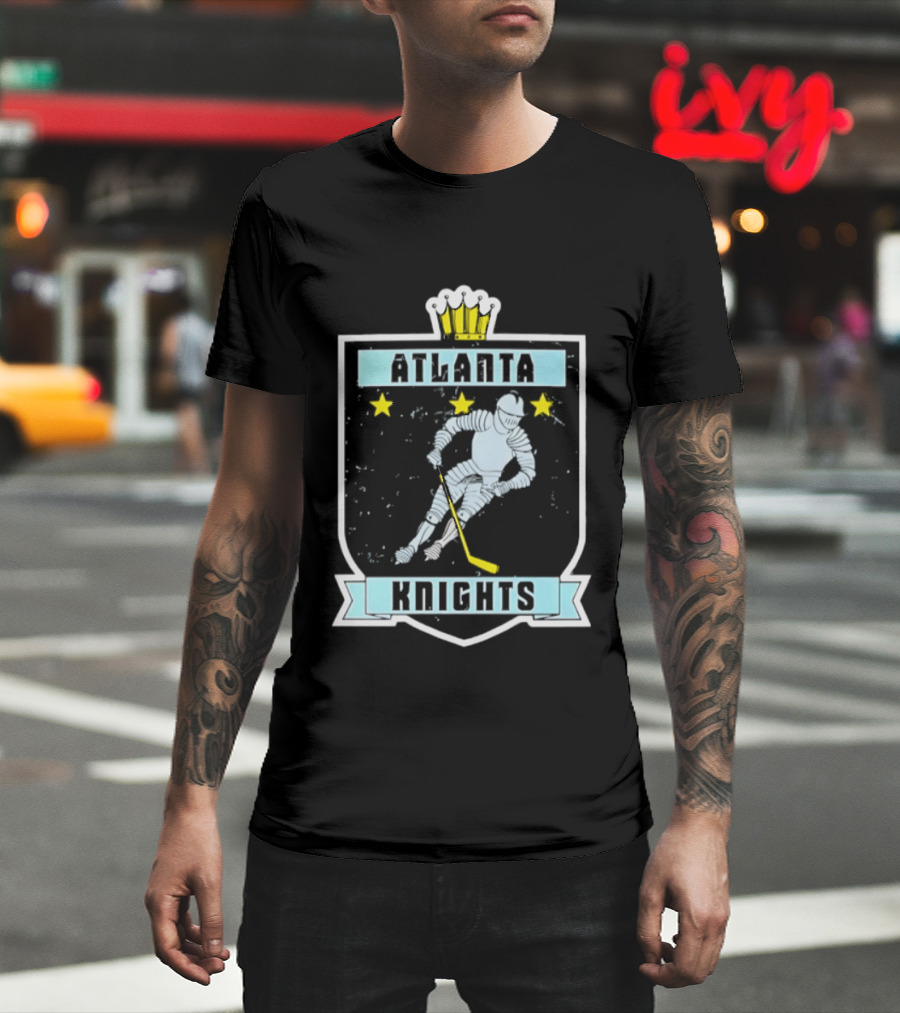 Atlanta Knights Hockey Ice Player With Stars T-Shirt