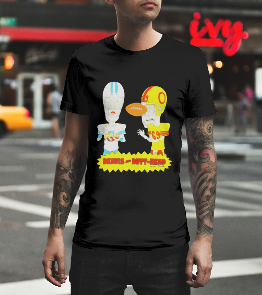 Beavis And Butt Head Football Parody Player Cartoons MTV Series 90s Humor T-Shirt