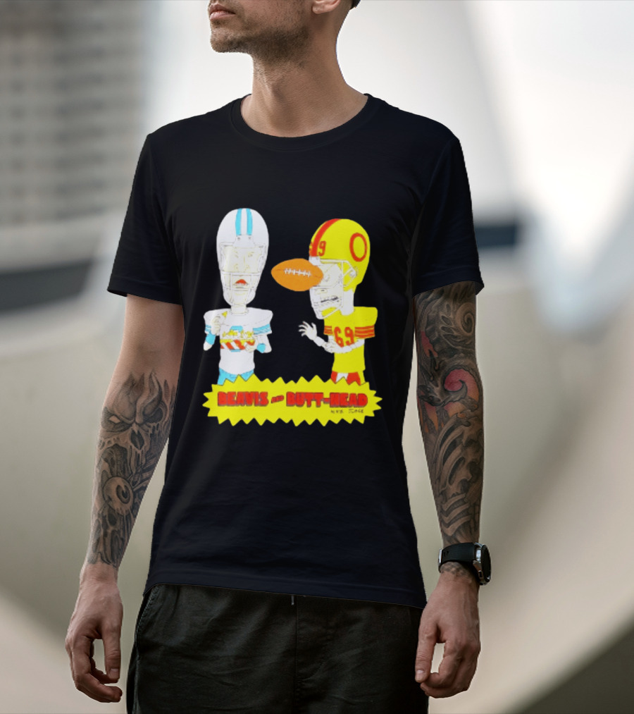 Beavis And Butt Head Football Parody Player Cartoons MTV Series 90s Humor T-Shirt