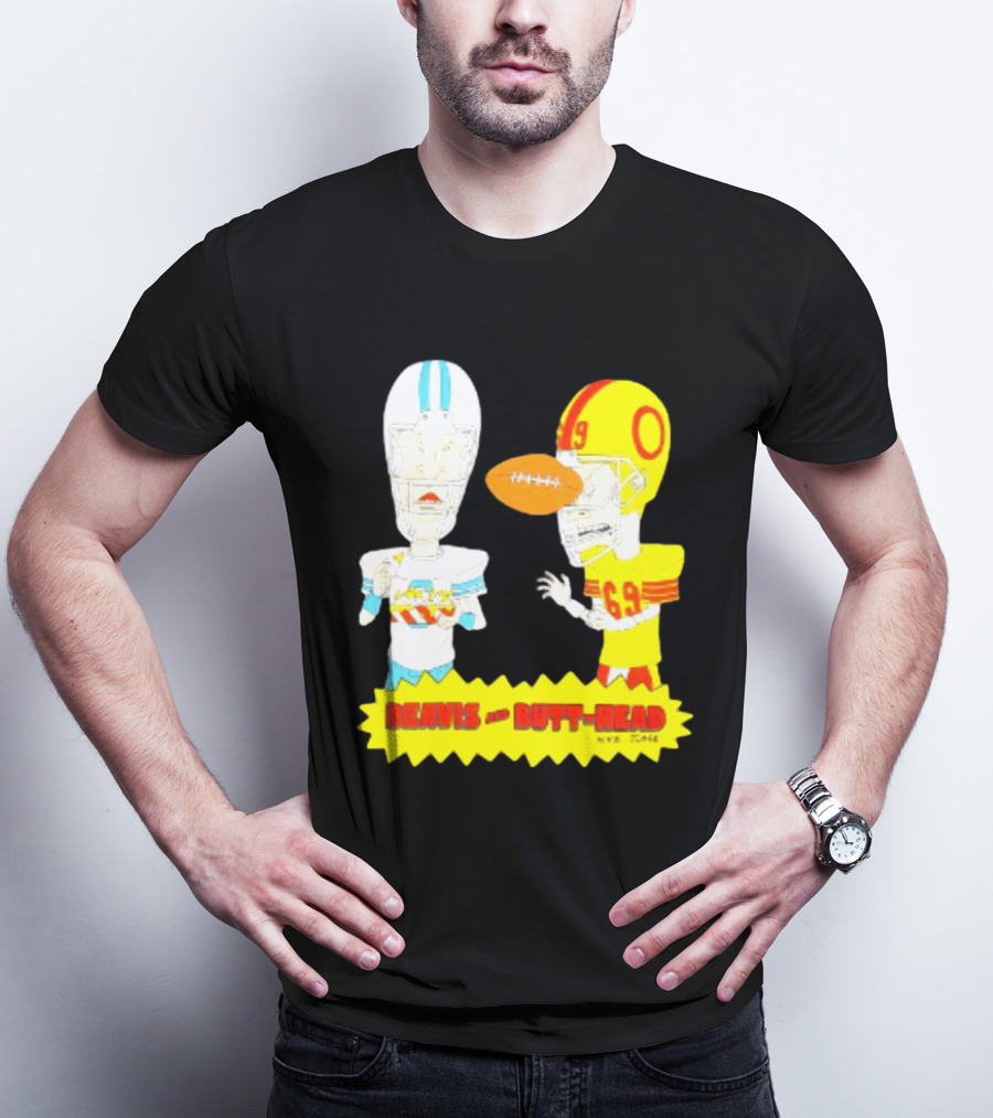 Beavis And Butt Head Football Parody Player Cartoons MTV Series 90s Humor T-Shirt