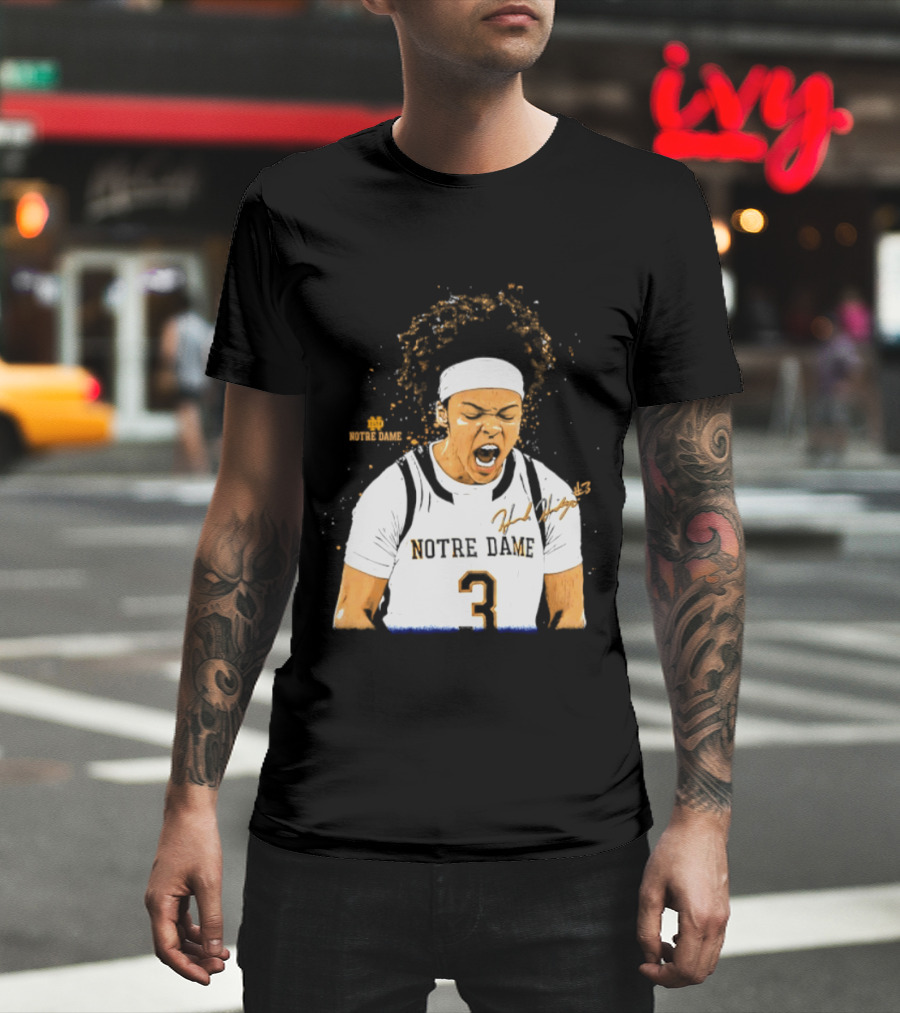 Notre Dame Basketball Hannah Hidalgo Caricature Number 3 NCAA Women's Player T-Shirt
