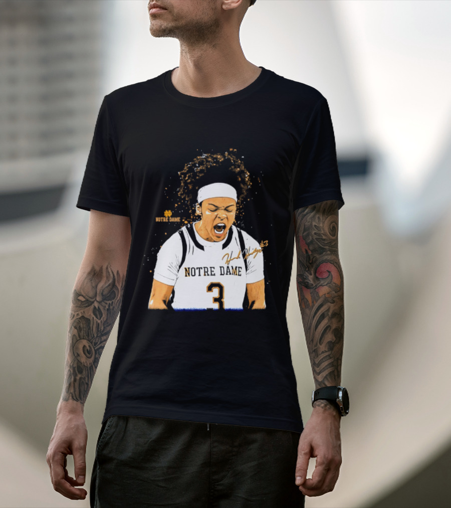 Notre Dame Basketball Hannah Hidalgo Caricature Number 3 NCAA Women's Player T-Shirt