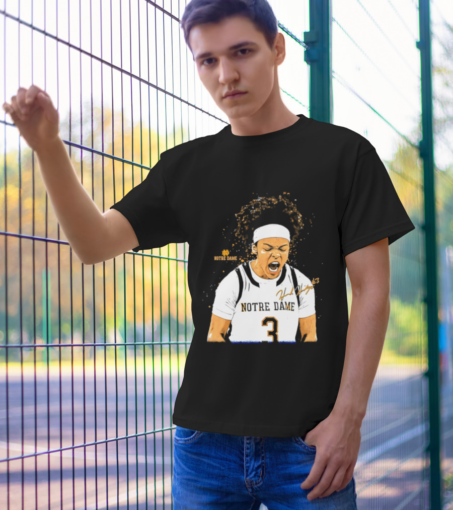 Notre Dame Basketball Hannah Hidalgo Caricature Number 3 NCAA Women's Player T-Shirt