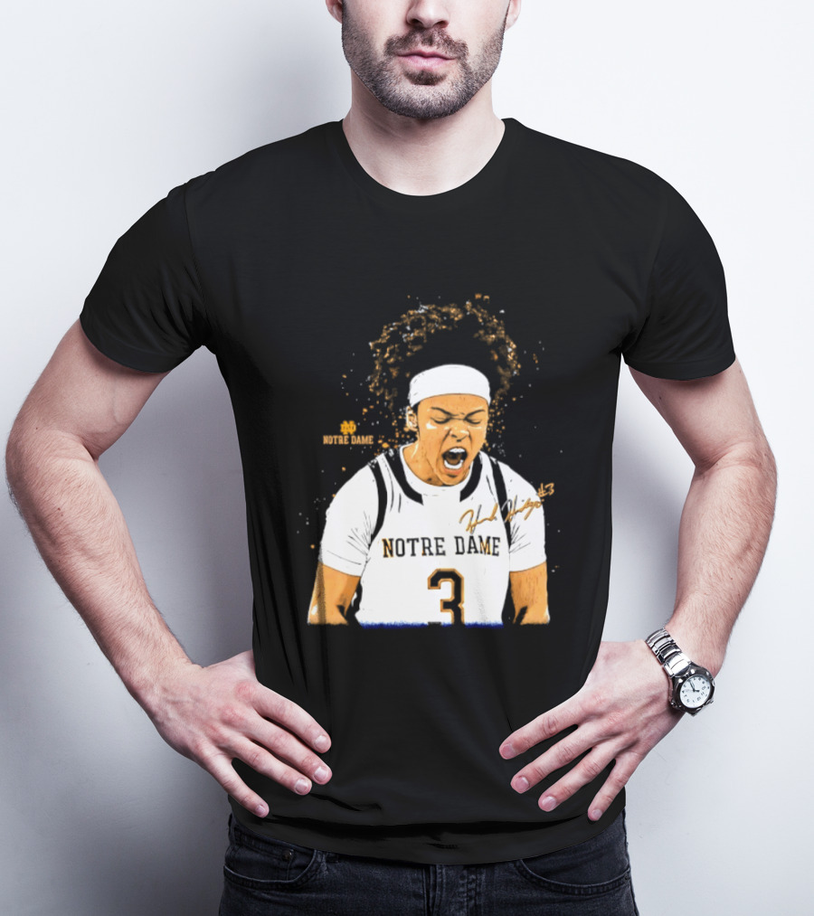 Notre Dame Basketball Hannah Hidalgo Caricature Number 3 NCAA Women's Player T-Shirt