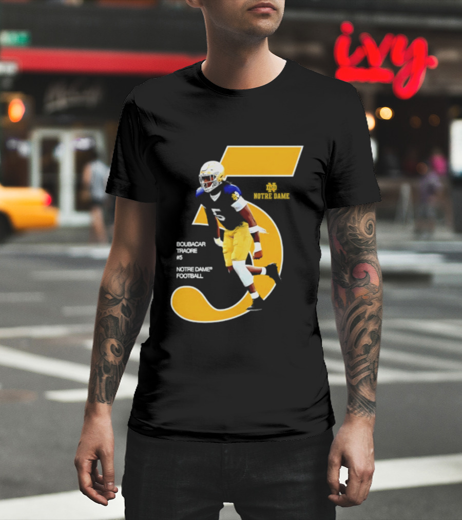 Boubacar Traore 5 Notre Dame Football Player NCAA Iconic Number T-Shirt