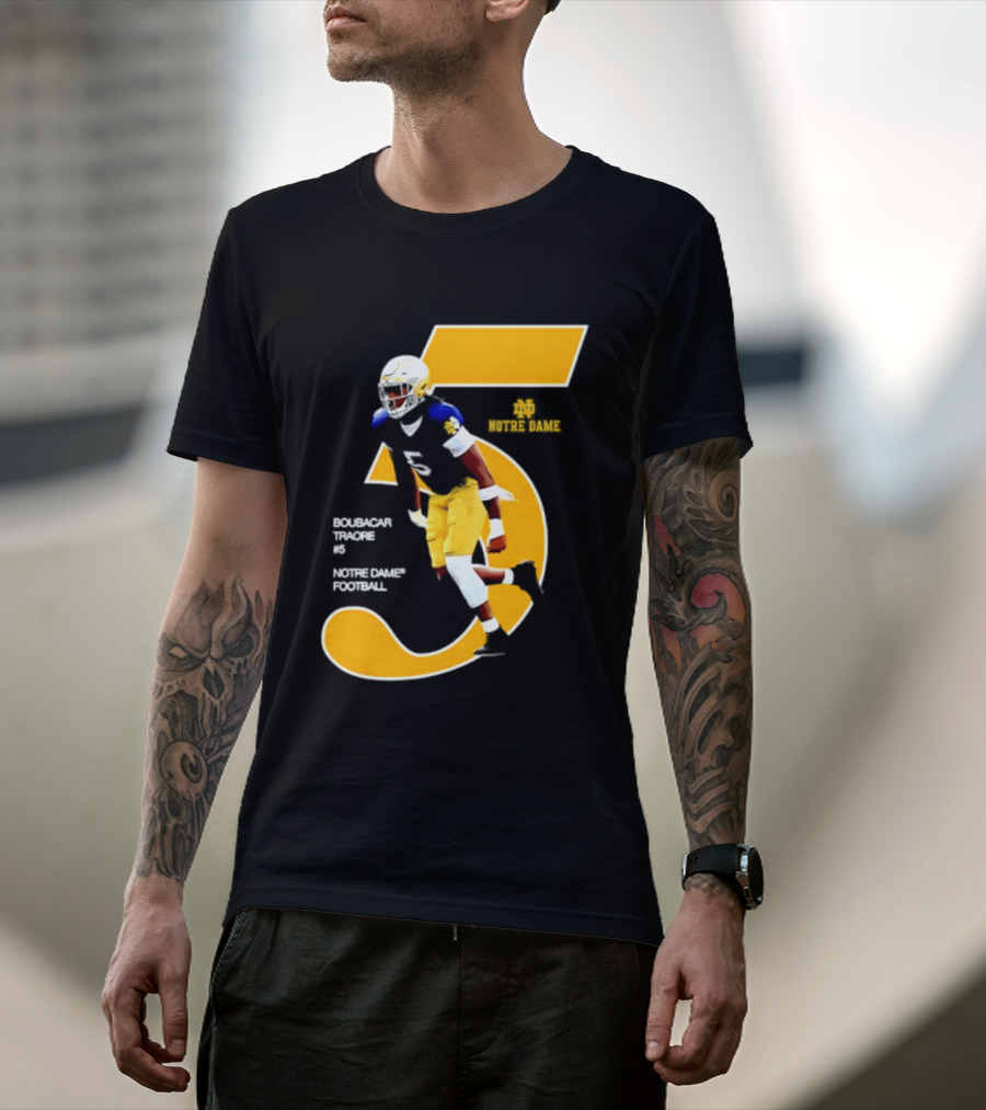 Boubacar Traore 5 Notre Dame Football Player NCAA Iconic Number T-Shirt