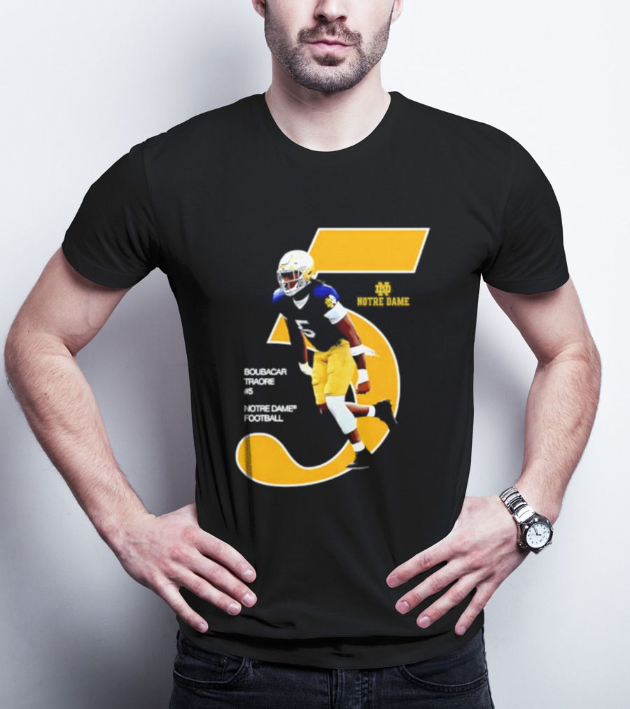 Boubacar Traore 5 Notre Dame Football Player NCAA Iconic Number T-Shirt