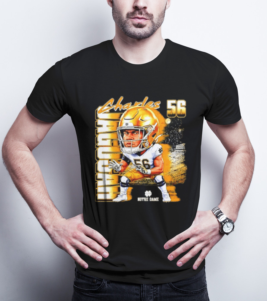 Charles Jagusah 56 Notre Dame Player NCAA Football Caricature T-Shirt