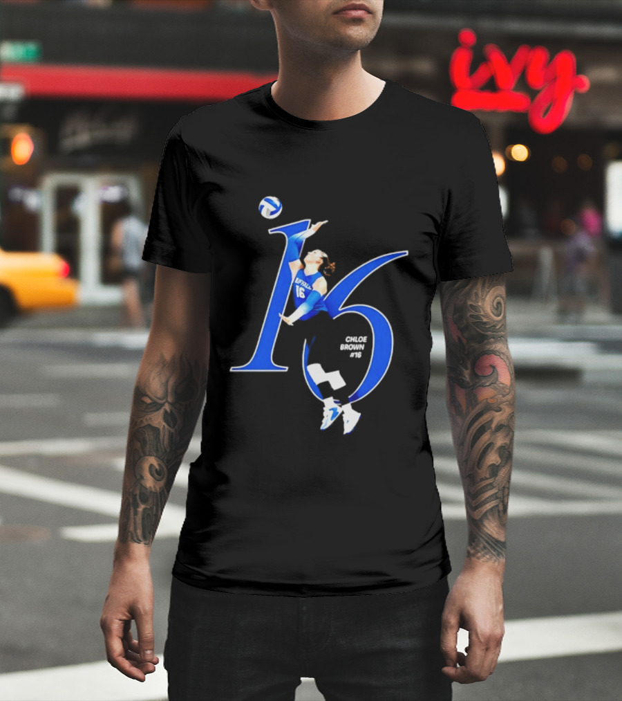 Chloe Brown 16 Buffalo Bulls NCAA Volleyball Player Action Pose T-Shirt