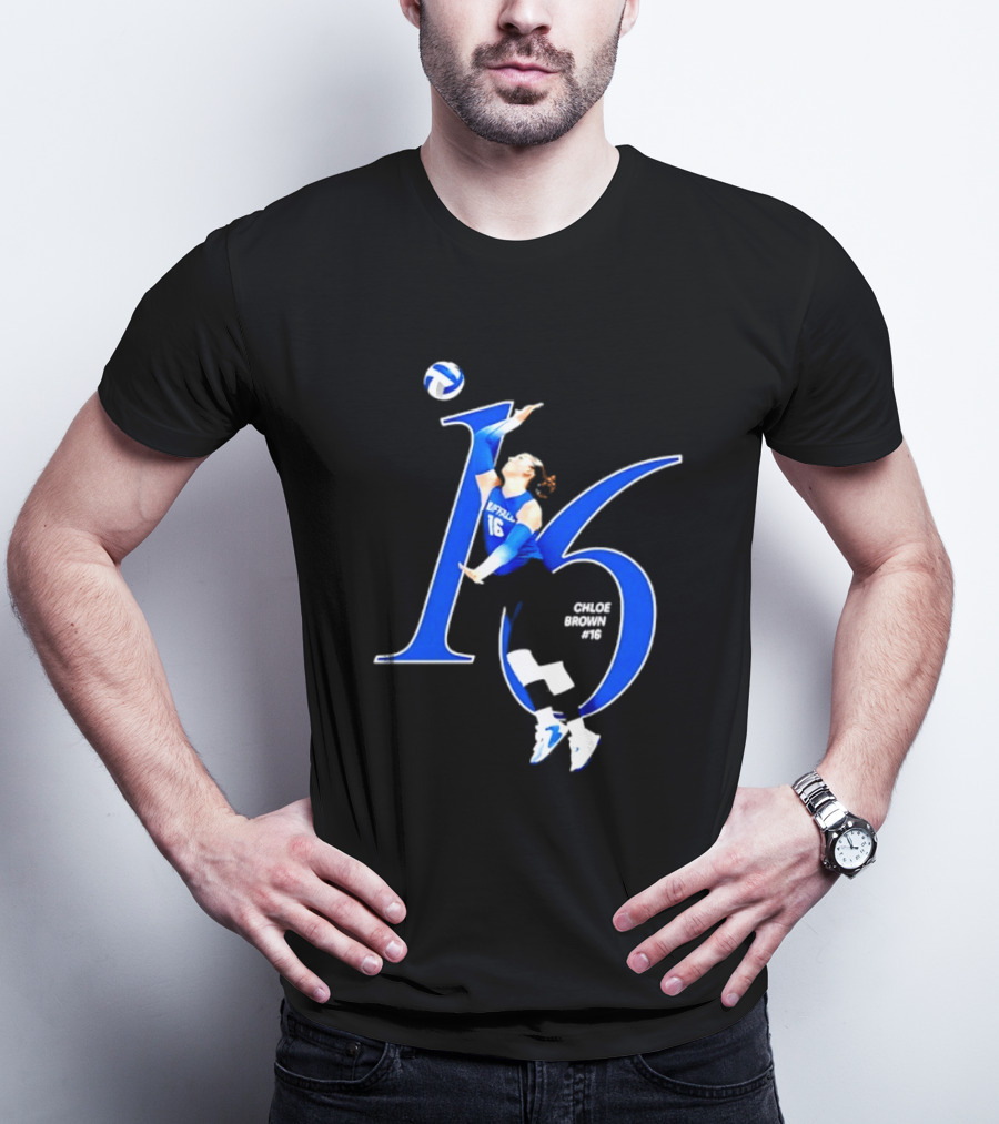 Chloe Brown 16 Buffalo Bulls NCAA Volleyball Player Action Pose T-Shirt