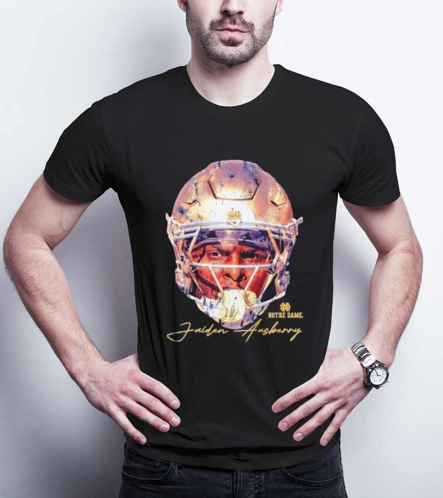 Notre Dame NCAA Football Helmet Jaiden Ausberry Swag Head T-Shirt