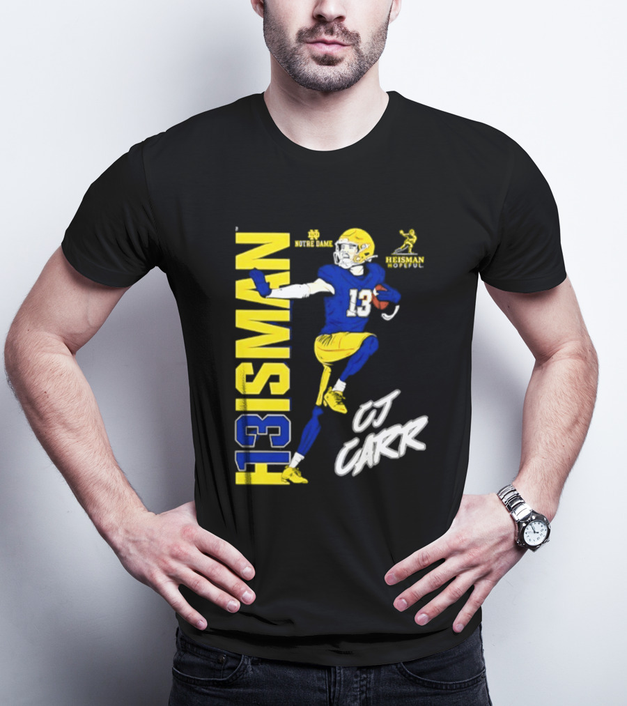Notre Dame Football CJ Carr Heisman 13 NCAA T-Shirt