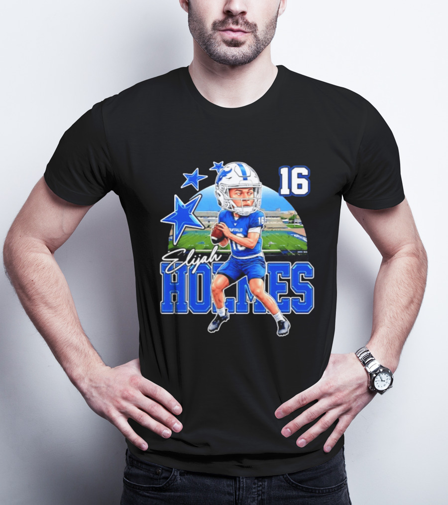 Elijah Holmes 16 Buffalo Bulls NCAA Football Caricature T-Shirt