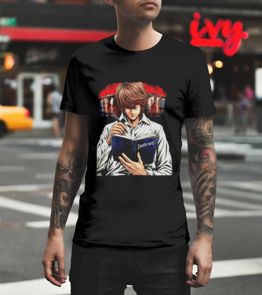 Light Yagami Intense Look Death Note Anime Fan Favorite T-Shirt