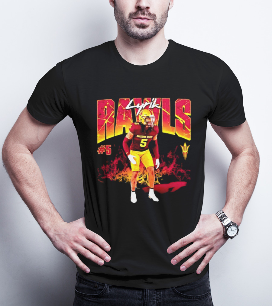 Lyrik Rawls #5 Arizona State Football Player Graphic With Sun Devils T-Shirt