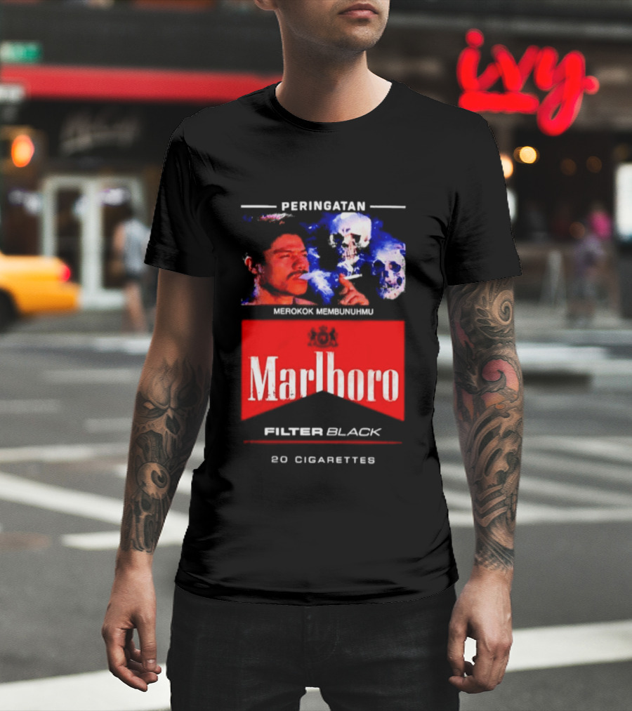 Marlboro Filter Black Peringatan Merokok Membunuhmu 50 Cigarettes T-Shirt