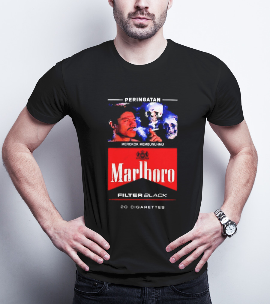 Marlboro Filter Black Peringatan Merokok Membunuhmu 50 Cigarettes T-Shirt