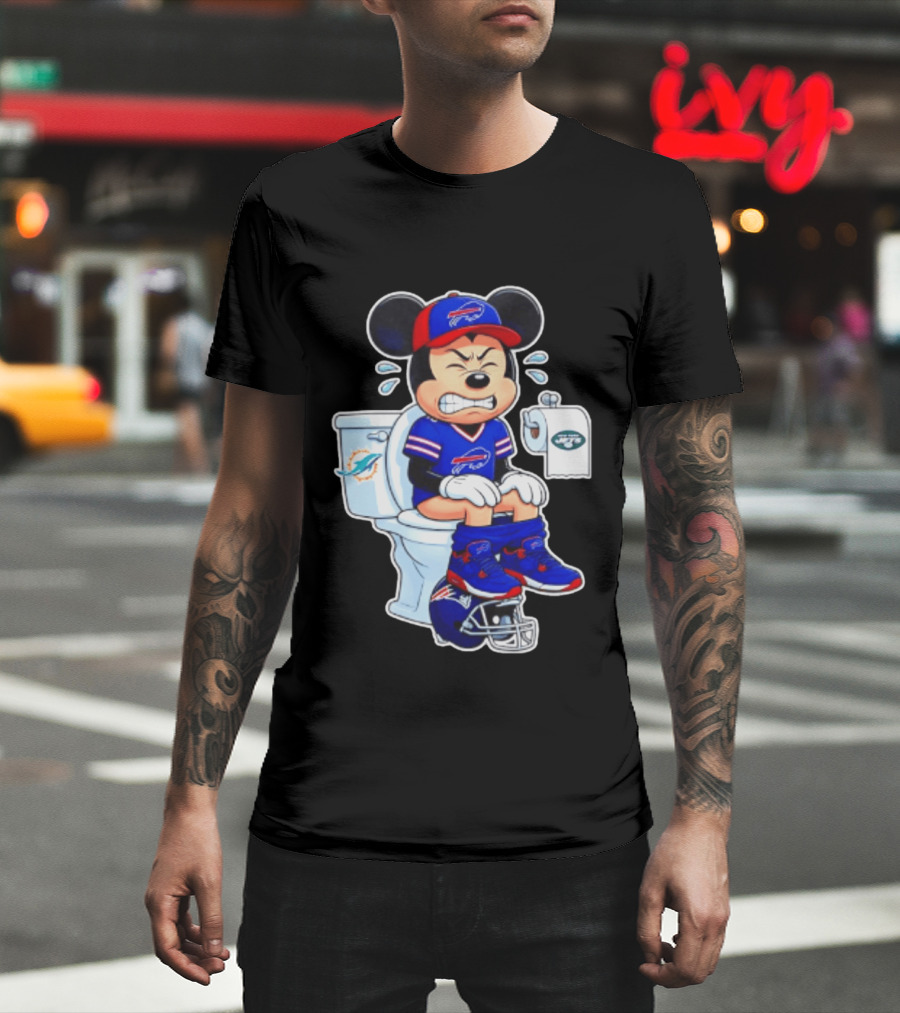 Mickey Toilet Buffalo Bills Defeat Jets Dolphins Patriots Football T-Shirt