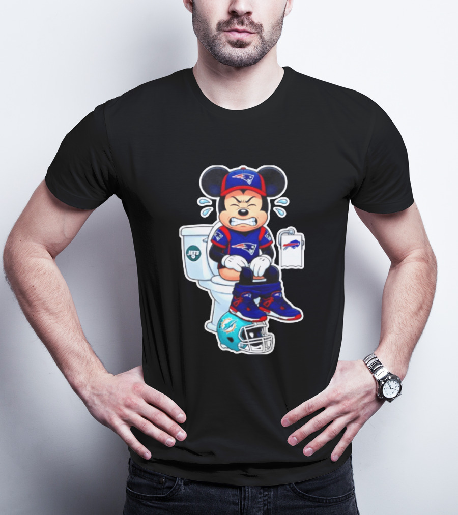 Mickey Patriots Jets Bills Dolphins Toilet Humor Football T-Shirt