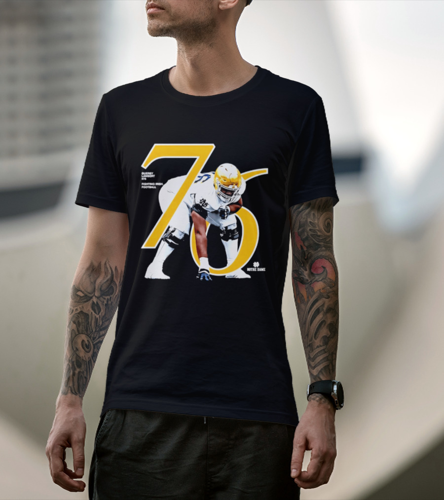 Notre Dame Football Player Number 76 Guerby Lambert NCAA T-Shirt