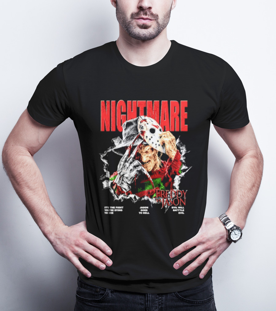 Nightmare Freddy Vs Jason Evil Battle Halloween Fight You're Dying To See T-Shirt