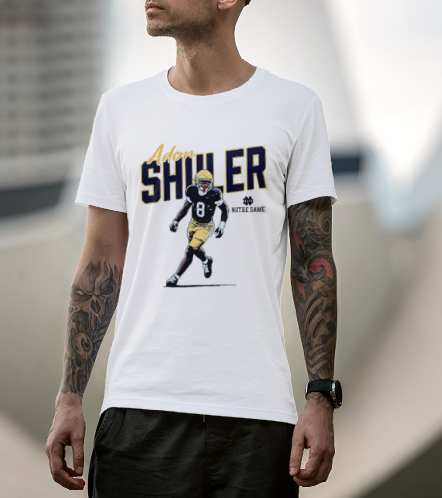 Adon Shuler 8 Notre Dame NCAA Football Caricature Player T-Shirt