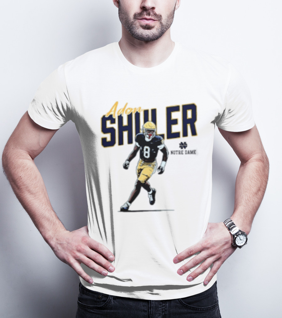 Adon Shuler 8 Notre Dame NCAA Football Caricature Player T-Shirt