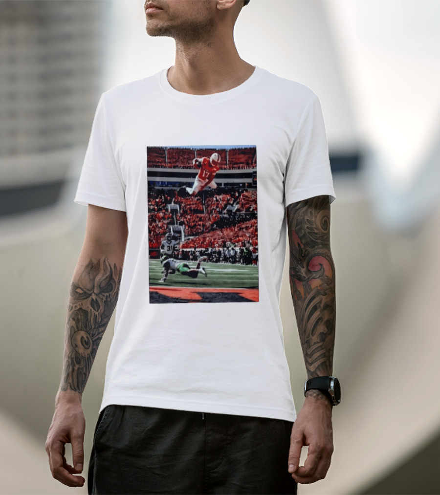 Brennan Presley Oklahoma State Cowboys Touchdown Football Action Stadium Scene T-Shirt