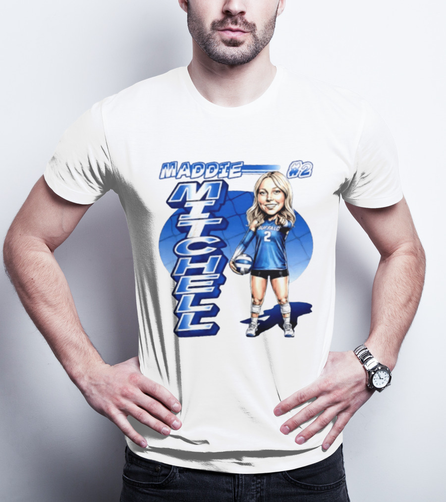 Maddie Mitchell #2 Buffalo Volleyball Caricature T-Shirt