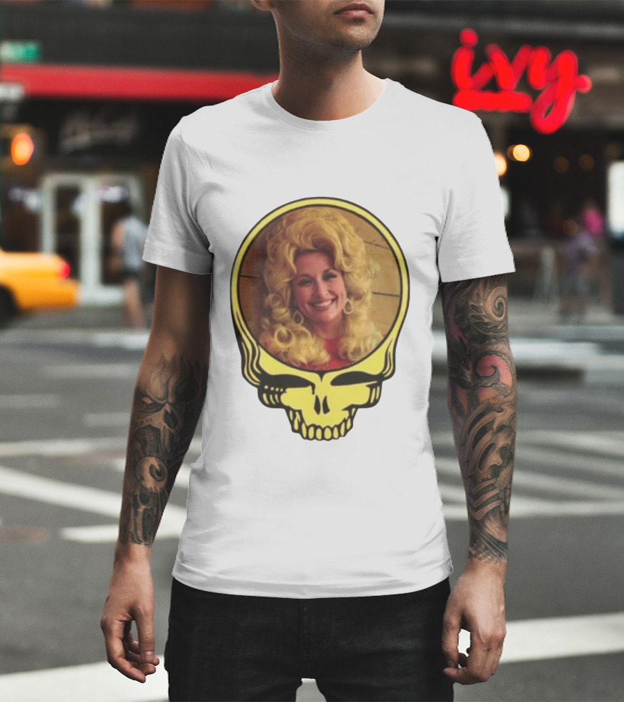 Dolly Parton Grateful Dead Skull Motif T-Shirt