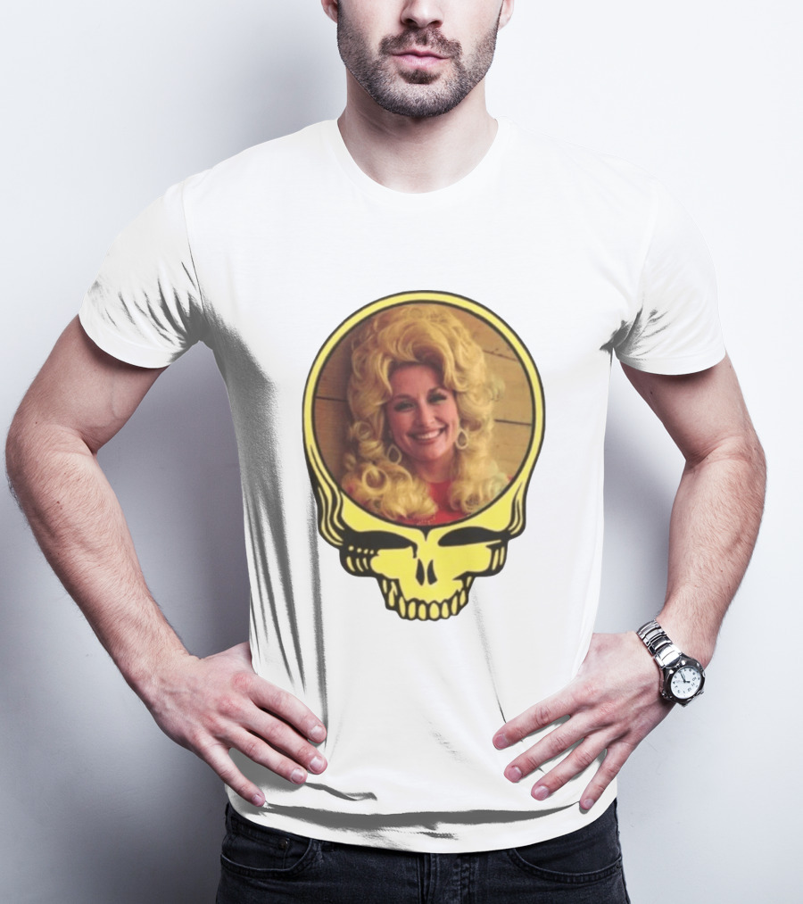 Dolly Parton Grateful Dead Skull Motif T-Shirt