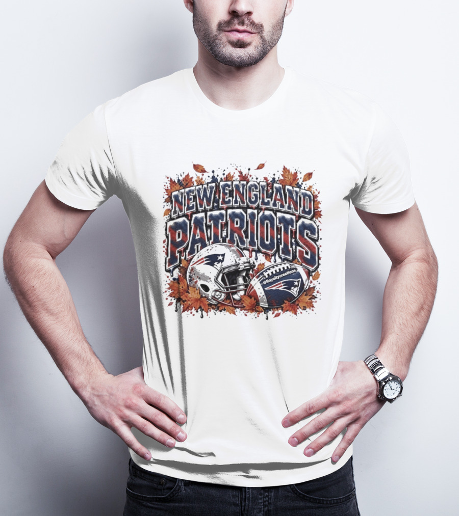 New England Patriots Football Helmet Autumn Leaves Halloween 2026 T-Shirt