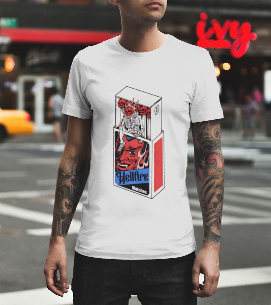 Hellfire Matches Devil Skeleton Occult Red Skull T-Shirt