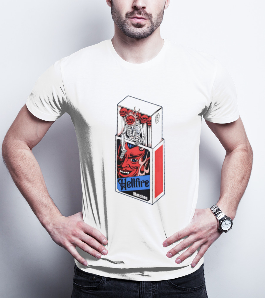 Hellfire Matches Devil Skeleton Occult Red Skull T-Shirt