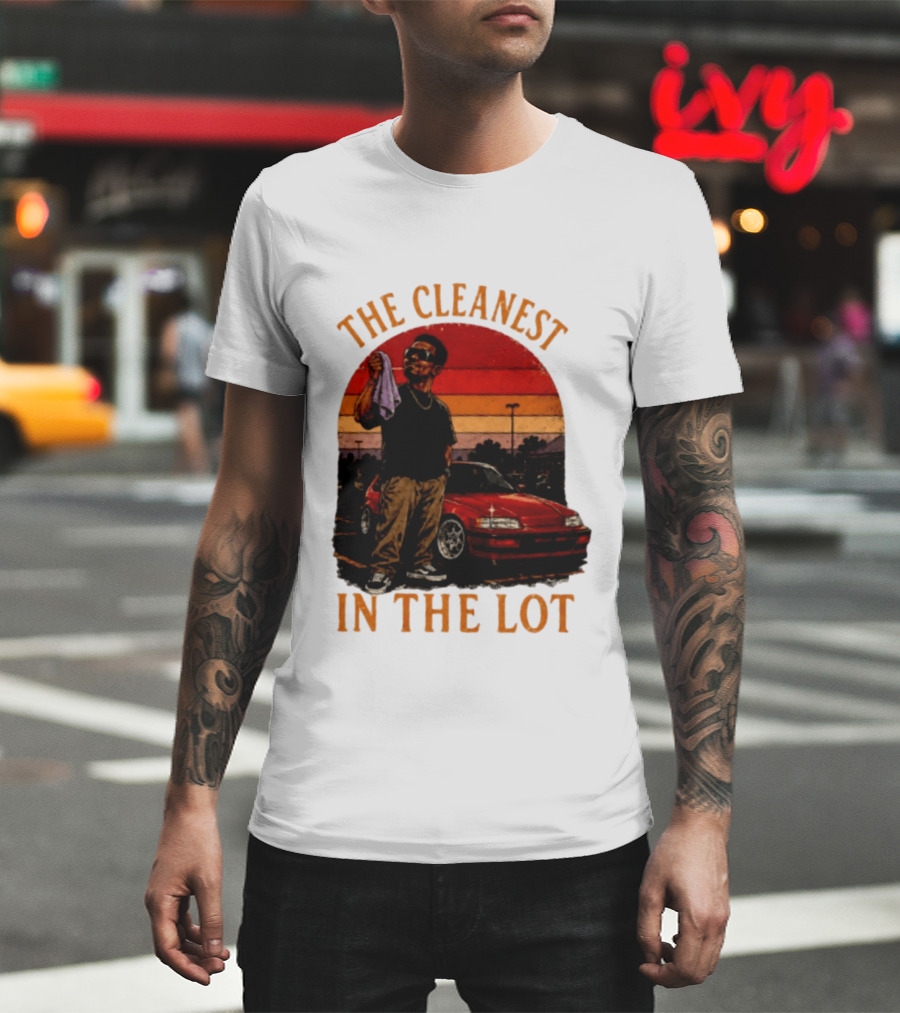 The Cleanest In The Lot Retro Car Enthusiast Sunset Scene T-Shirt