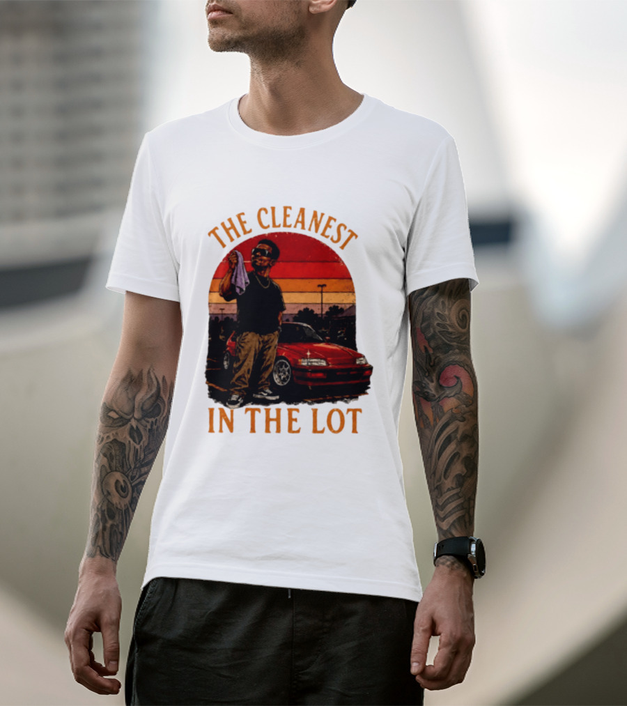 The Cleanest In The Lot Retro Car Enthusiast Sunset Scene T-Shirt